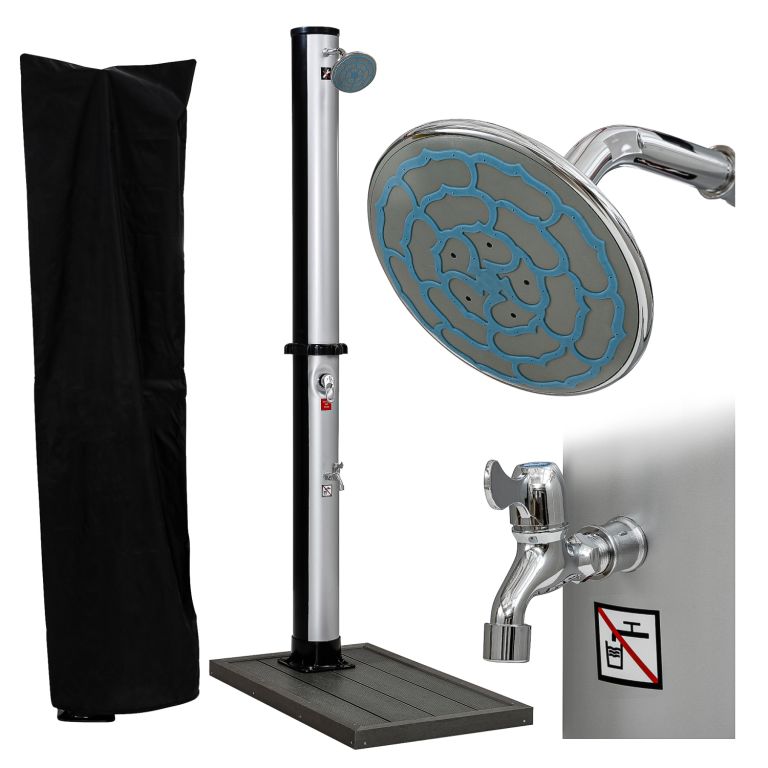 STILISTA záhradná solárna sprcha, 35 l, strieborná | Kokiskashop.sk